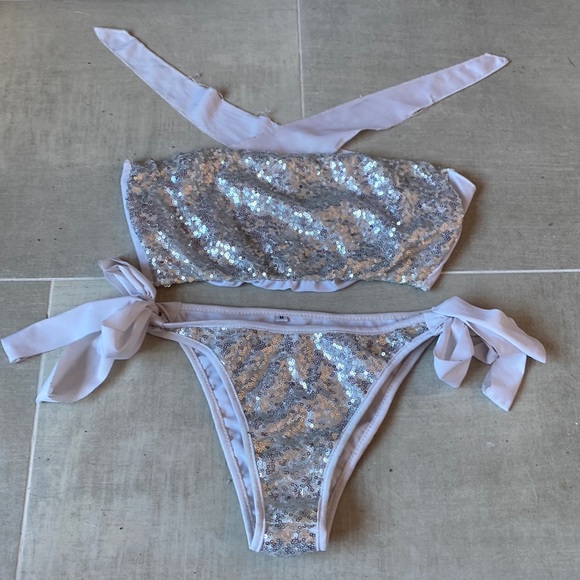 Yandy | Swim | Silver Sparkle Bikini | Poshmark